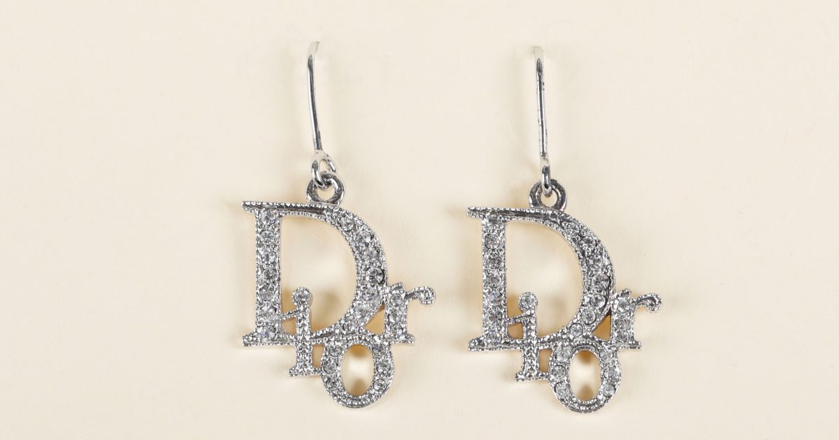 Christian Dior Rhinestone Dior Logo Earrings | Vivrelle