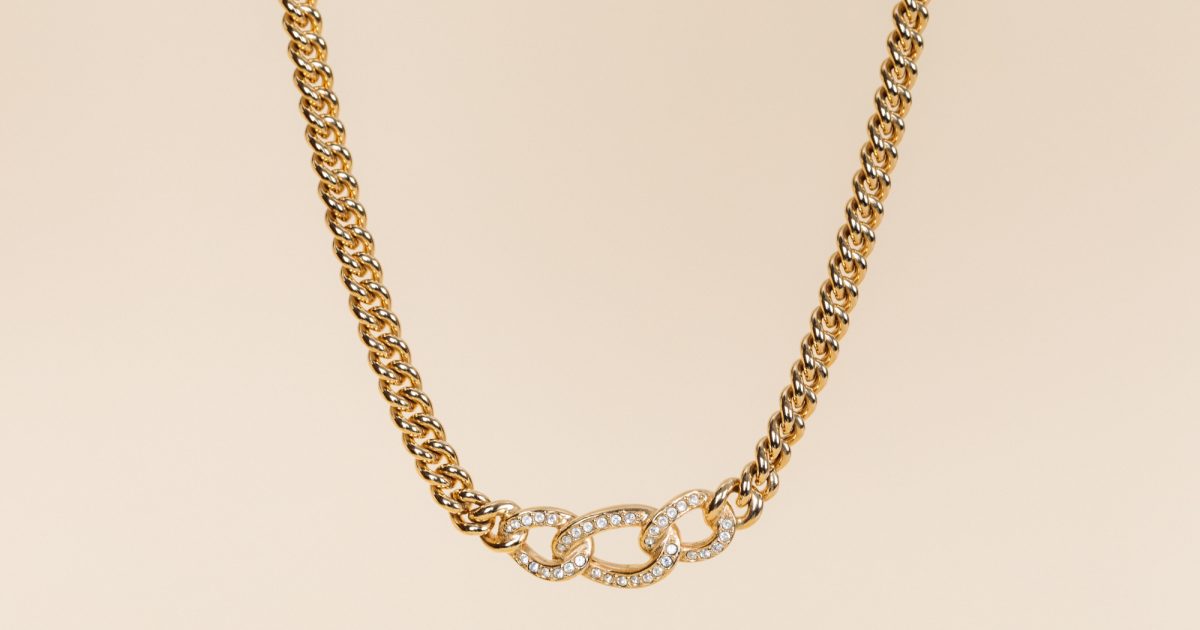 Christian Dior Vintage Crystal Woven Chain Choker Necklace | Vivrelle