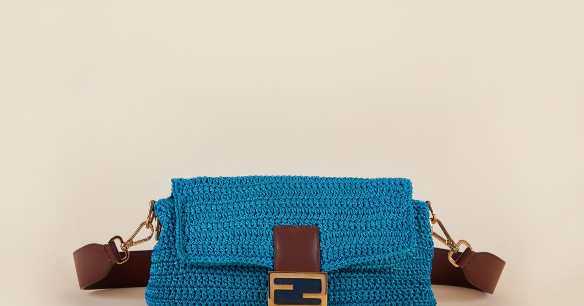 Fendi Raffia Crochet Medium Baguette Bag | Vivrelle