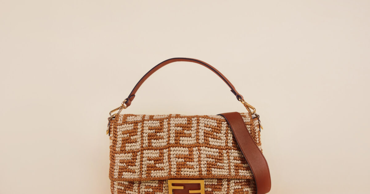 Fendi Raffia Crochet FF Medium Baguette Bag | Vivrelle