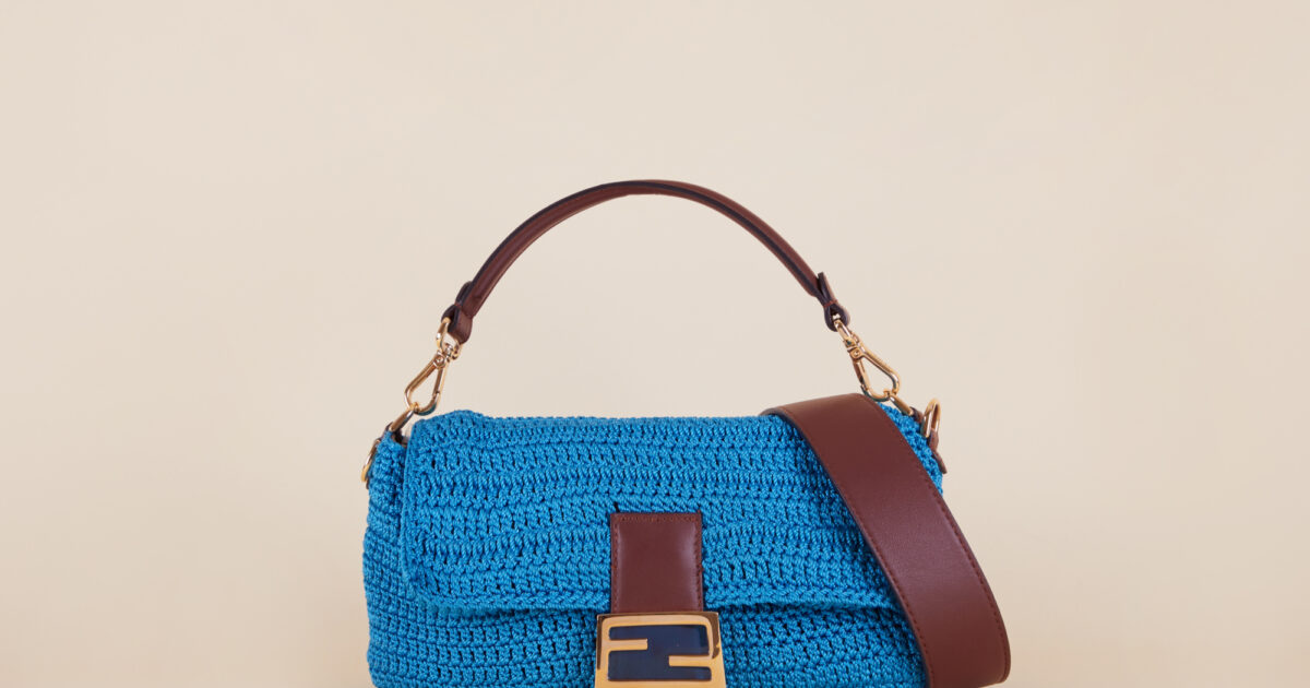 Fendi Raffia Crochet Medium Baguette Bag | Vivrelle