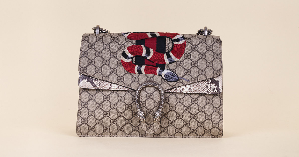Gucci GG Supreme Python Dionysus Medium Shoulder Bag | Vivrelle