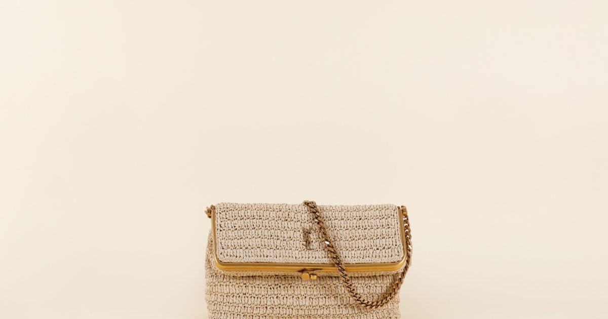 Saint Laurent Raffia Fanny Crochet Chain Bag | Vivrelle