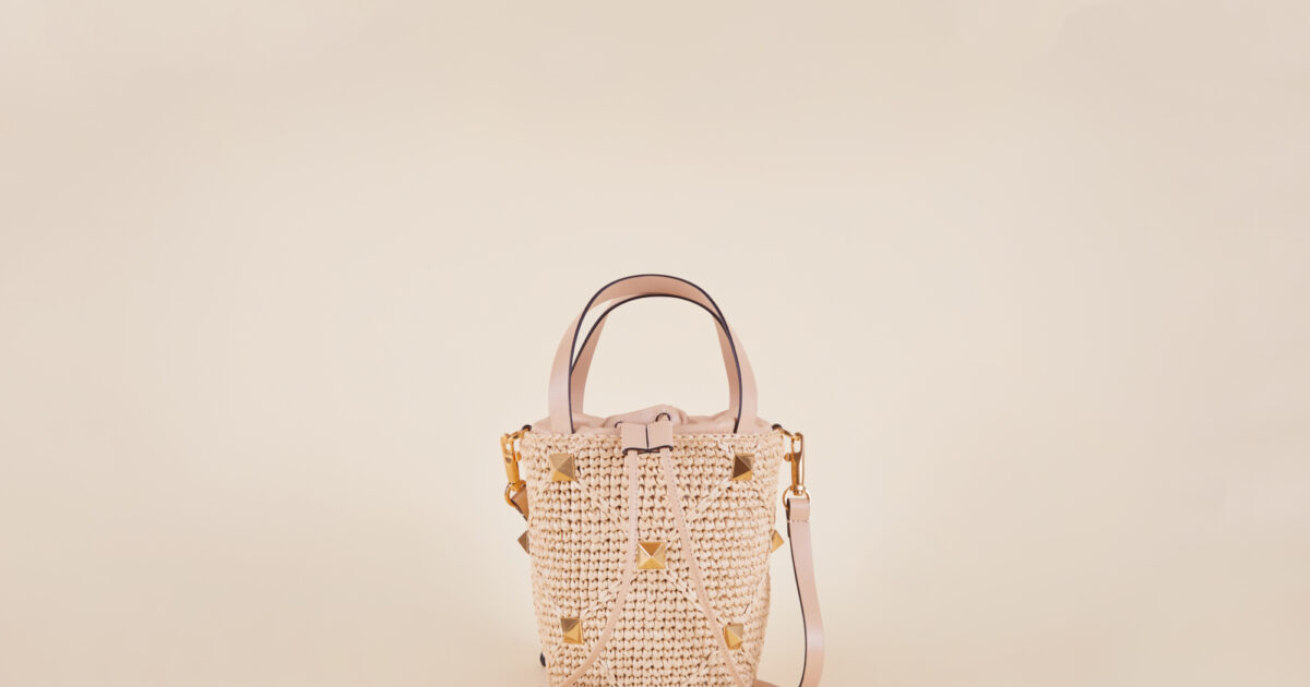 Valentino Raffia Roman Stud Bucket Bag | Vivrelle
